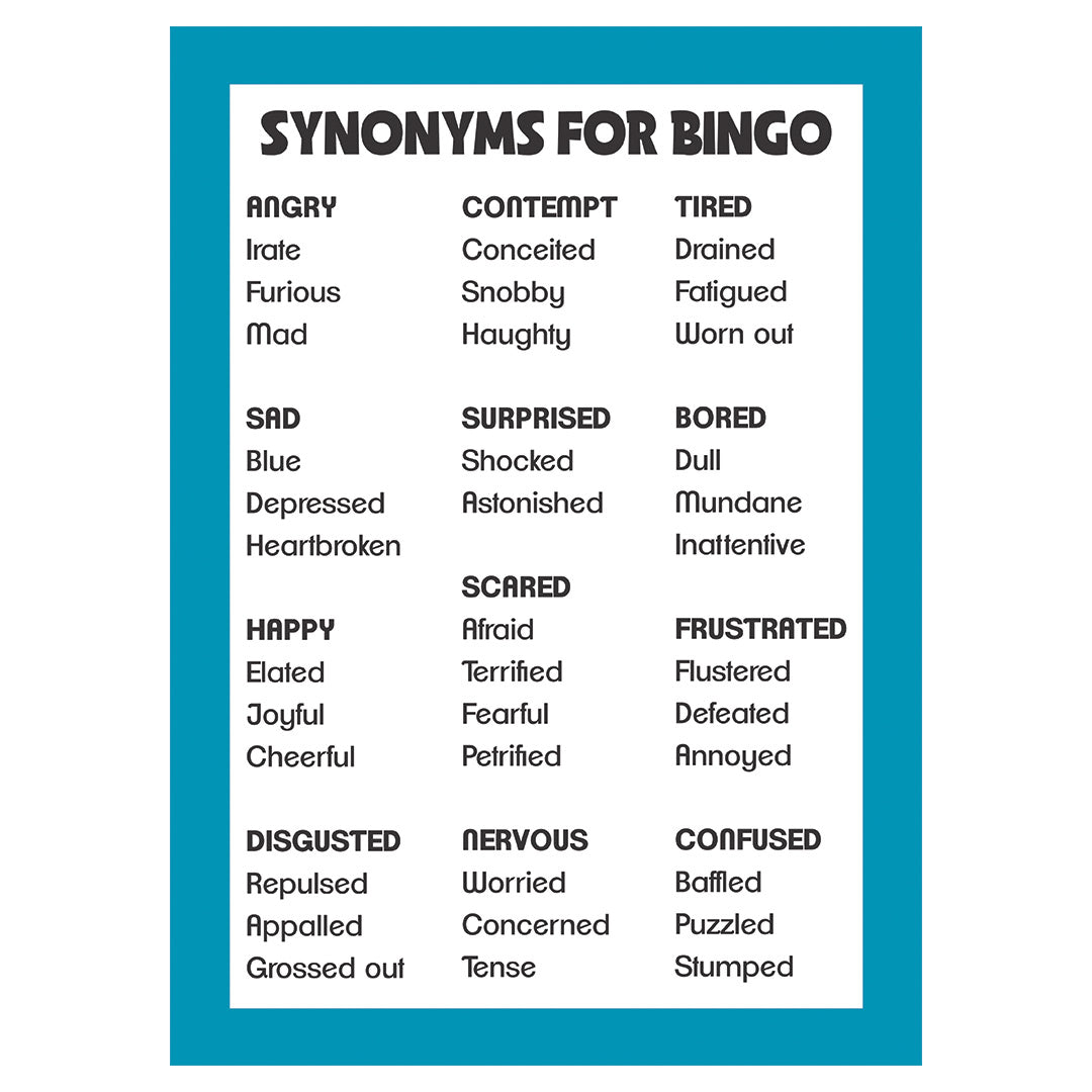 On Your Face Bingo - a game of facial expressions + synonyms – Story Stage